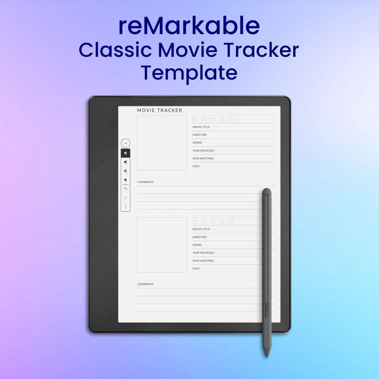 reMarkable 2 Classic Movie Tracker Template Planner Template – CreativeRino