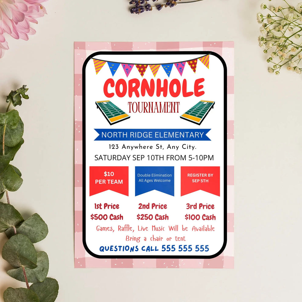 Corn Hole Tournament Flyer Template | Cornhole Tournament Fundraiser F ...