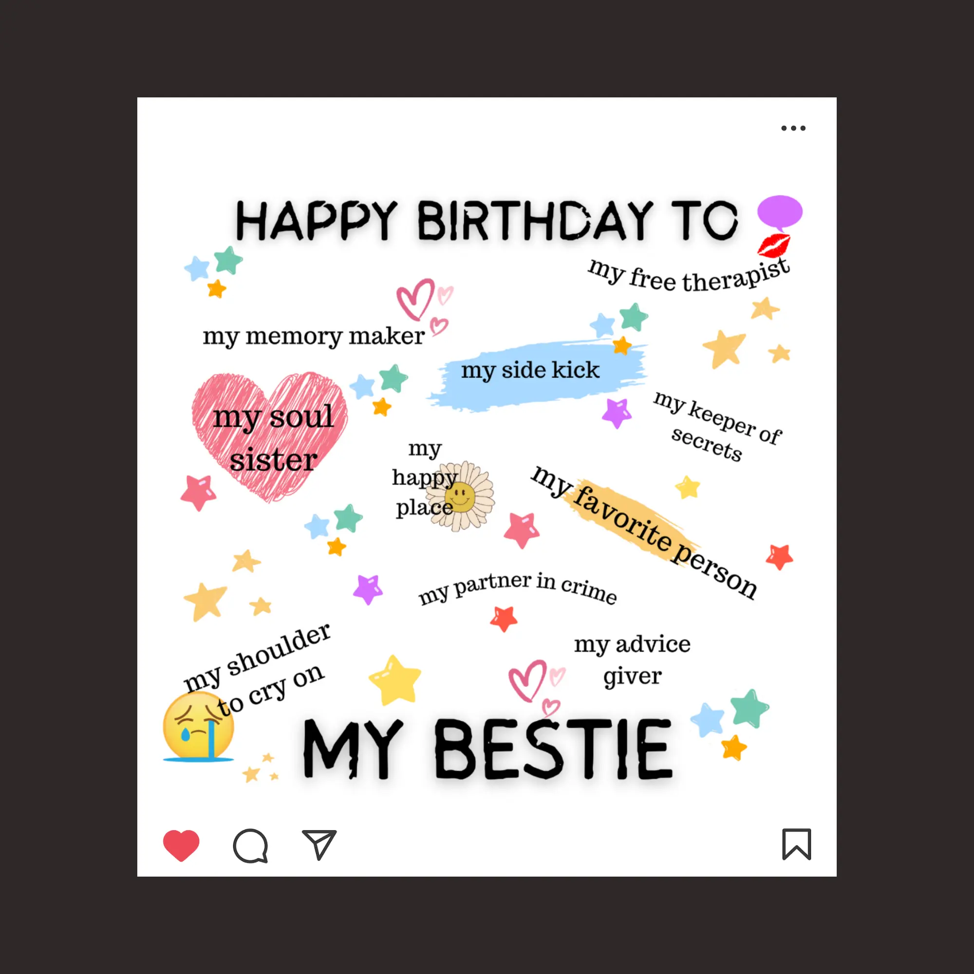 My Bestie Birthday Card Template – CreativeRino