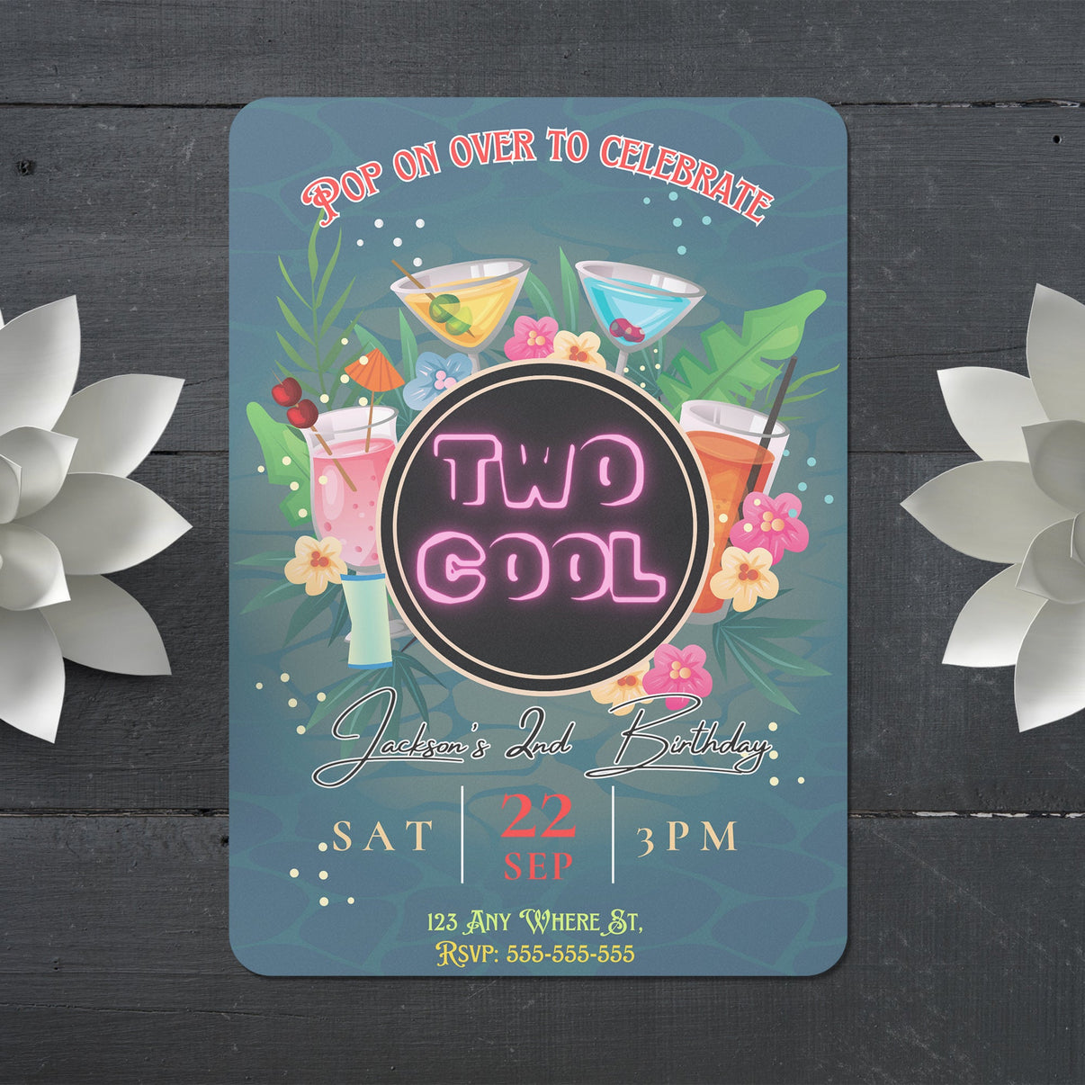Two Cool Party Invitation | Two Cool Birthday Invite Canva Template ...