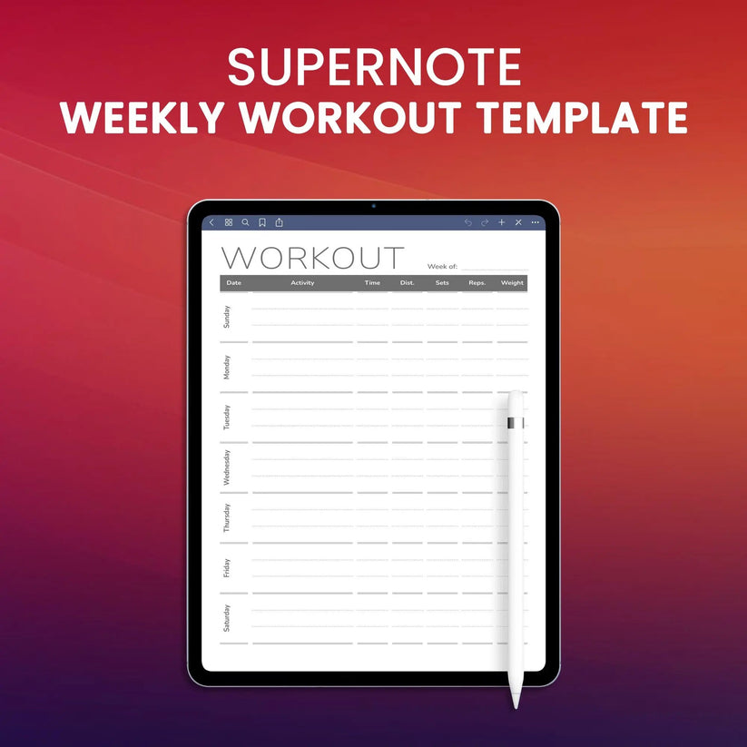 Supernote Weekly Workout Template Planner Template – CreativeRino
