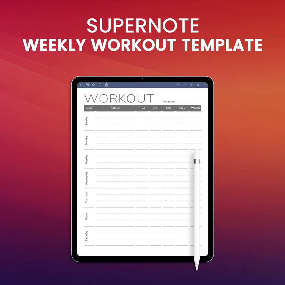 Supernote Weekly Workout Template Planner Template – CreativeRino