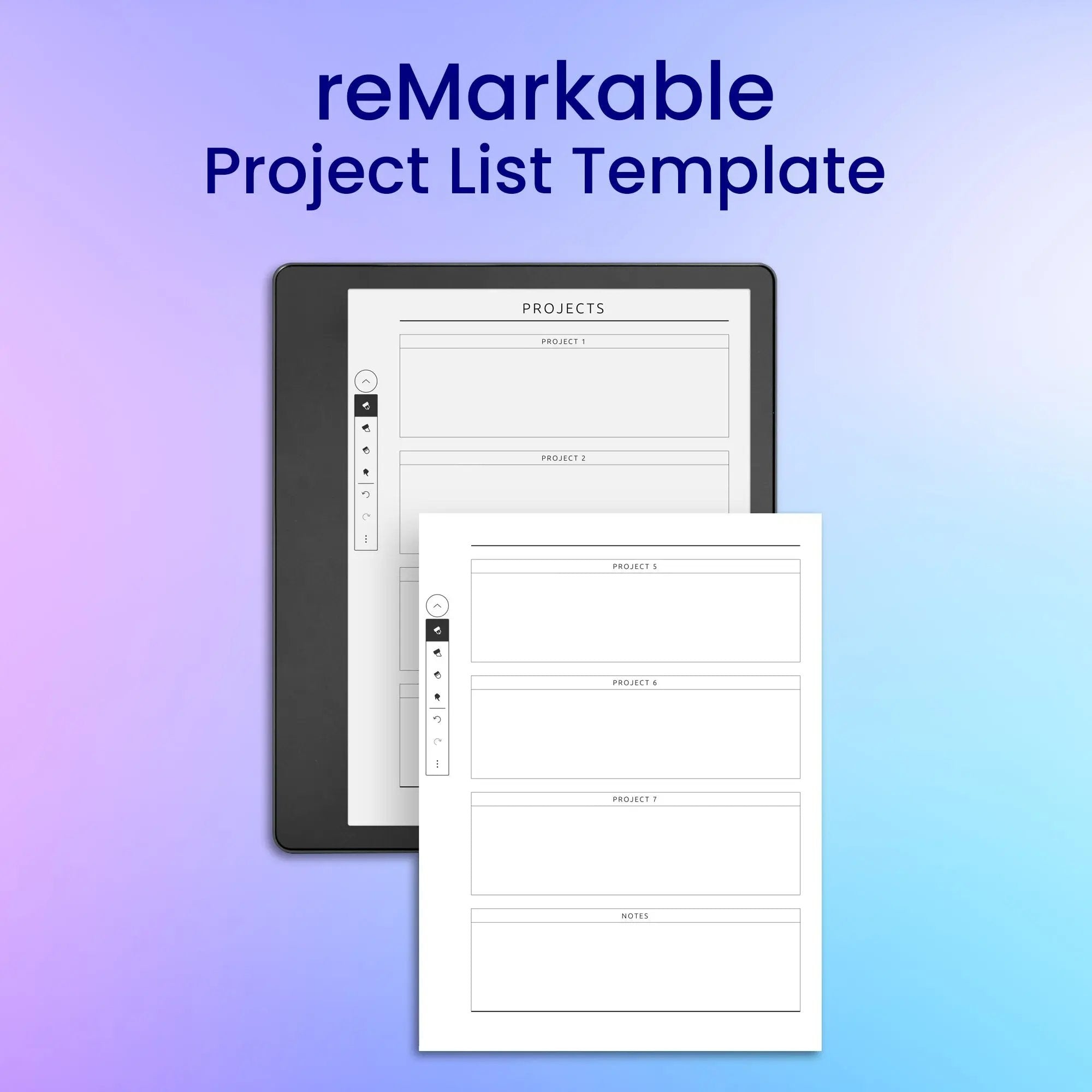 reMarkable 2 Project List Template Planner Template – CreativeRino