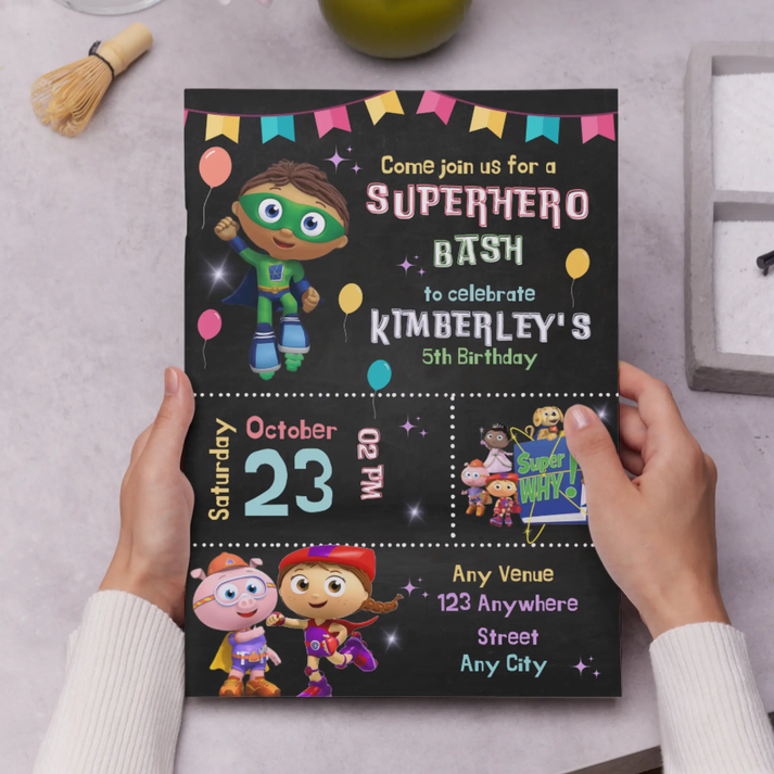 Super Why Birthday Invitation Template – CreativeRino