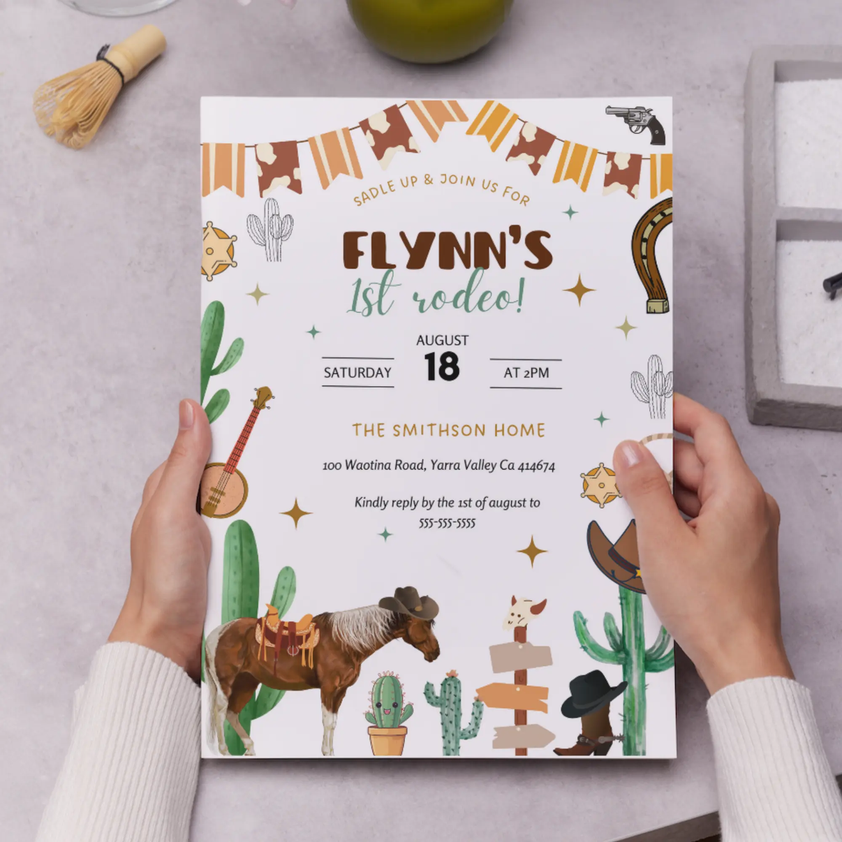 Rodeo Birthday Invitation Template | My First Rodeo Invite – CreativeRino