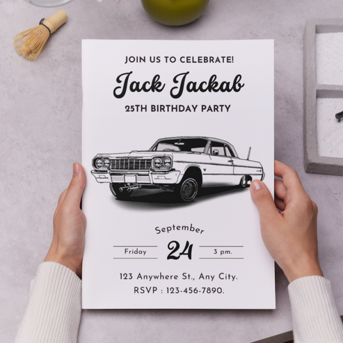 Lowrider Cholo Birthday Invitation Template – CreativeRino