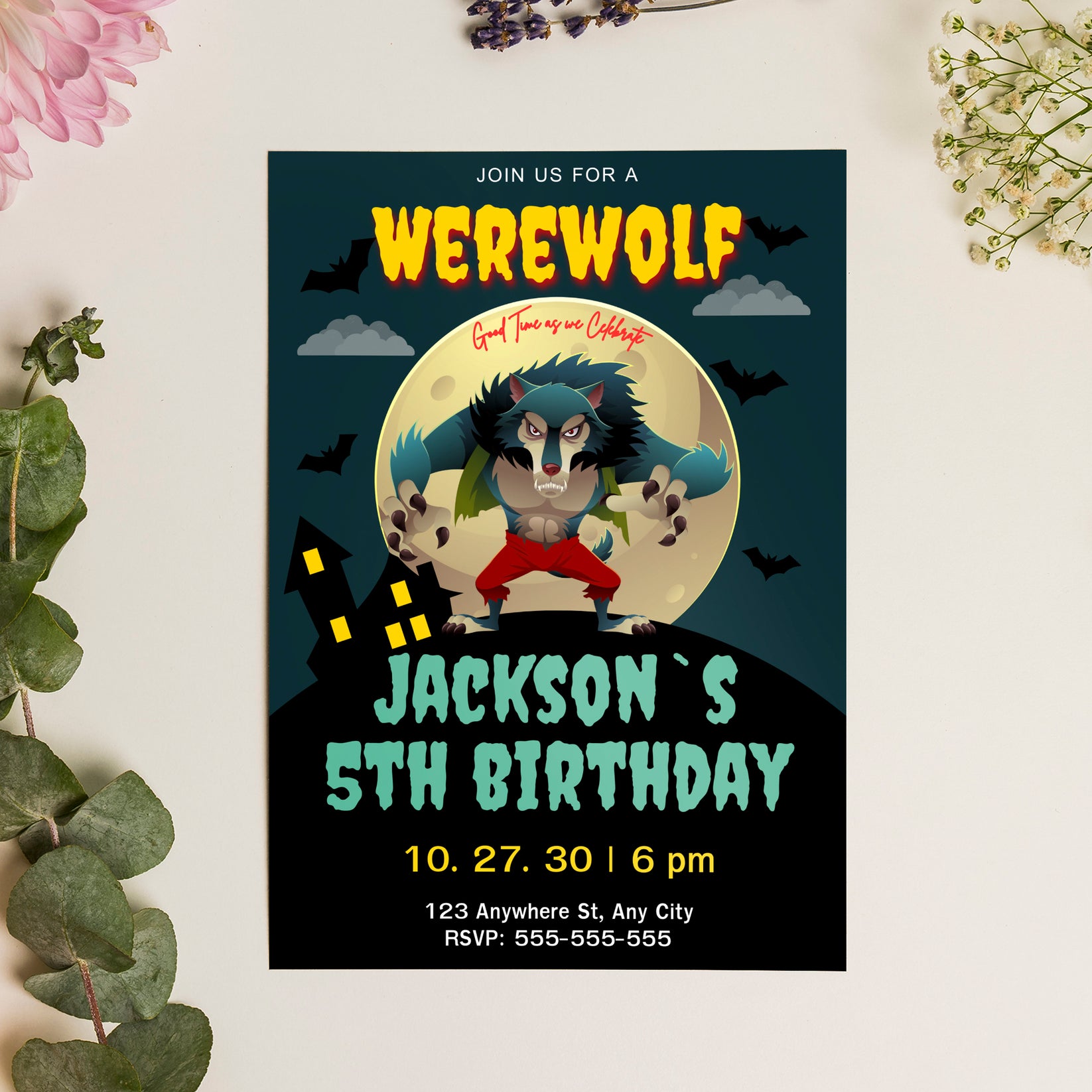 Werewolf Birthday Invitation Template – CreativeRino