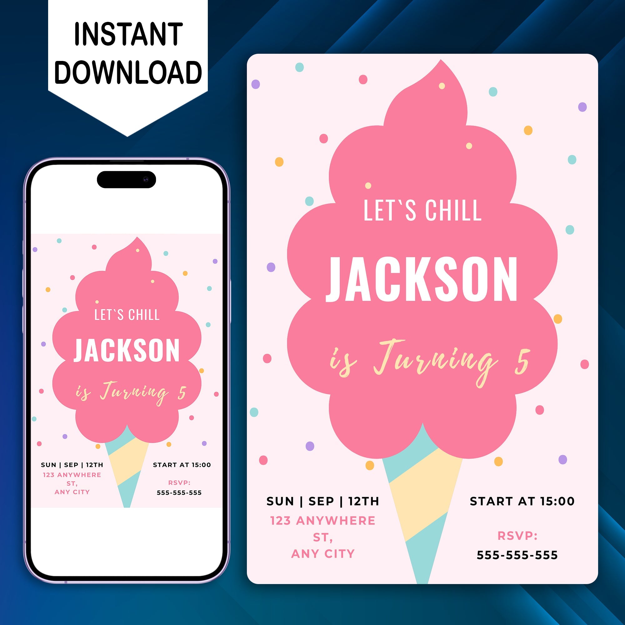 Snow Cone Party Invite | Snow Cone Birthday Invitation Canva Template ...