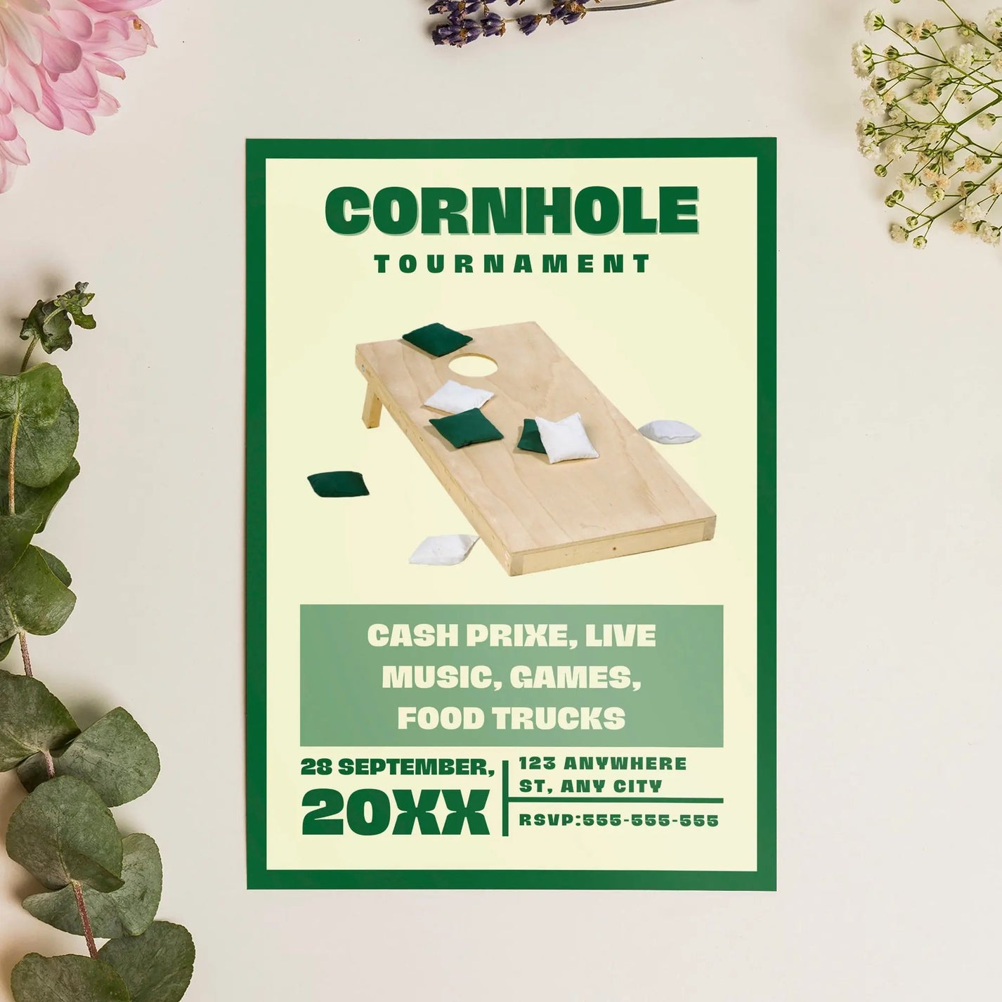 Cornhole Tournament Flyer Template | Cornhole Tournament Fundraiser Fl ...