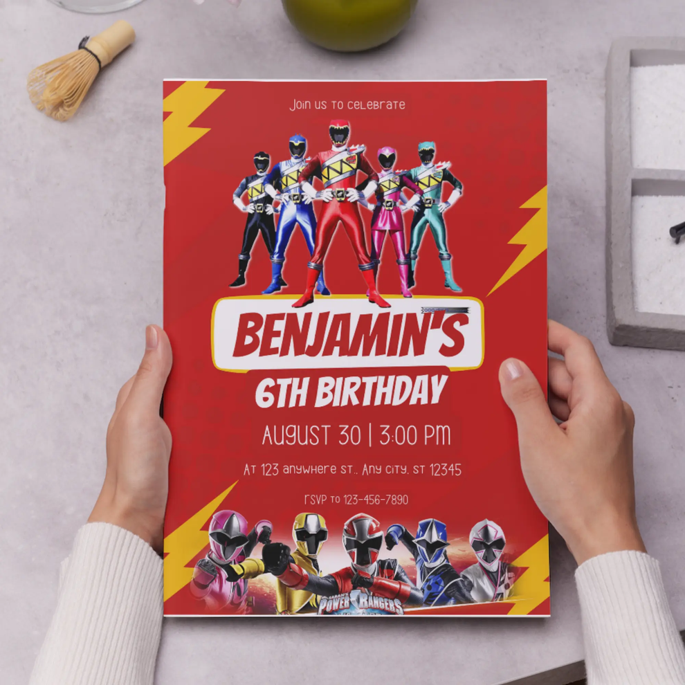 Power Rangers Birthday Invitation Template – CreativeRino
