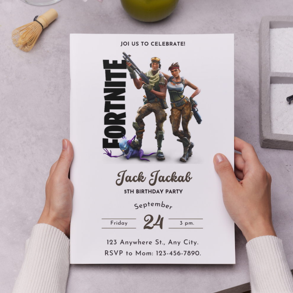 Fortnite Gaming Birthday Invitation Template – CreativeRino