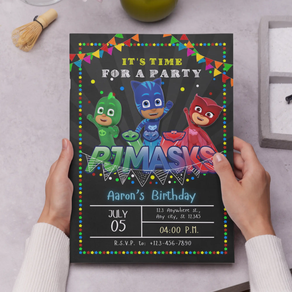 PJ Masks Birthday Invitation Template – CreativeRino