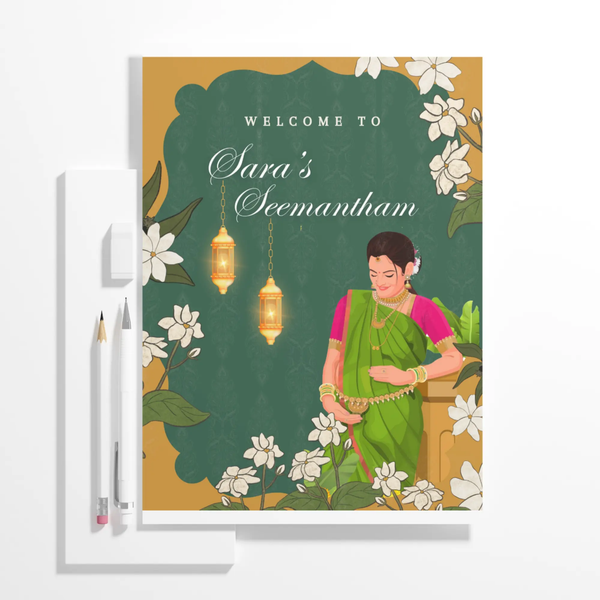 Seemantham Ceremony Sign Template | Indian Baby Shower Welcome Sign ...