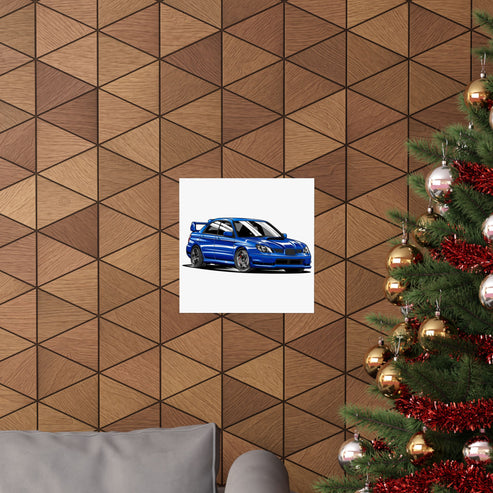 Blue Sports Car Matte Square Poster - Perfect Poster for Car Enthusias ...