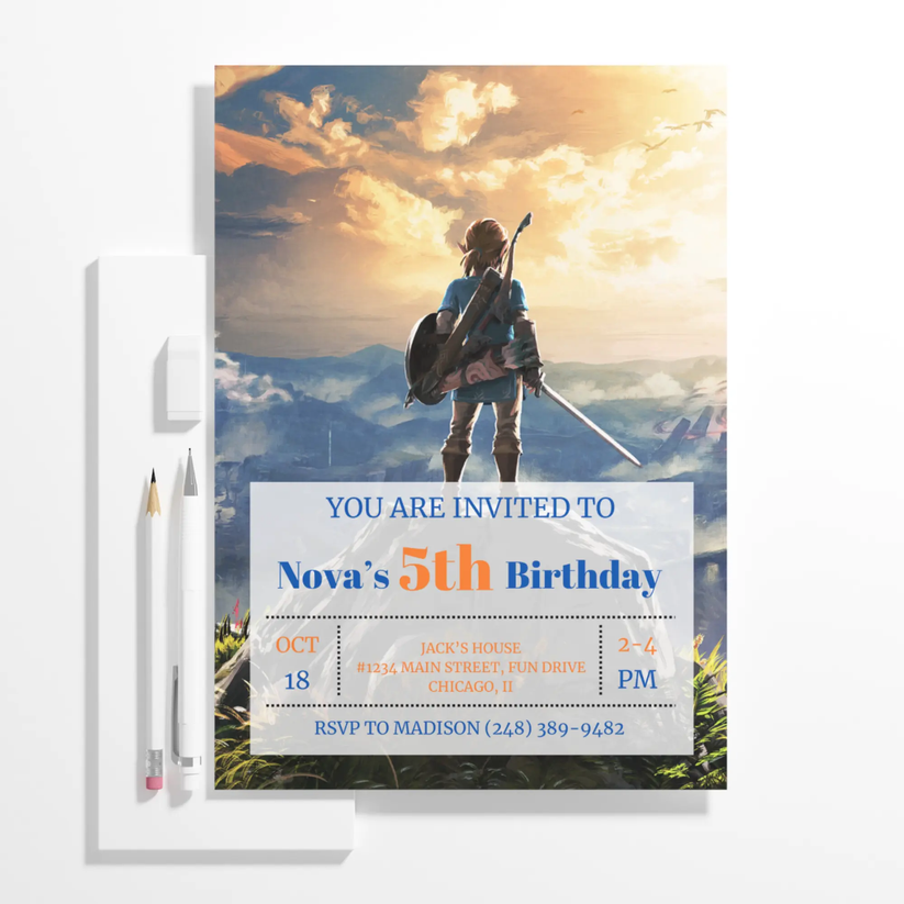Zelda Birthday Invitation Template | The Legend of Zelda Birthday Invi ...
