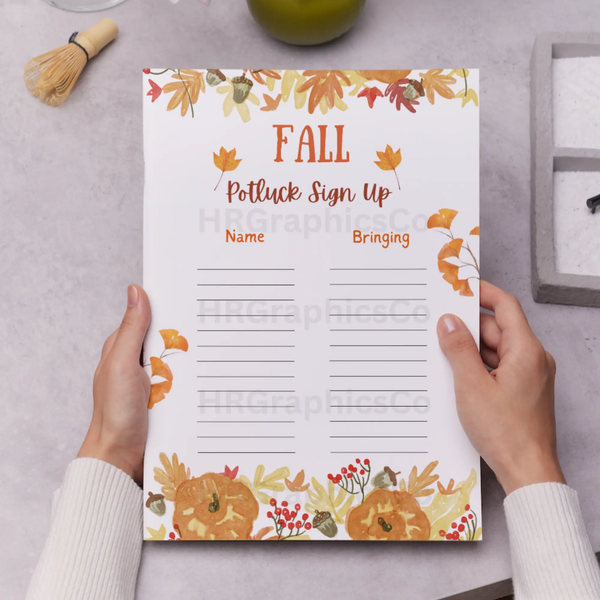 Fall Potluck Sign Up Sheet Template – CreativeRino