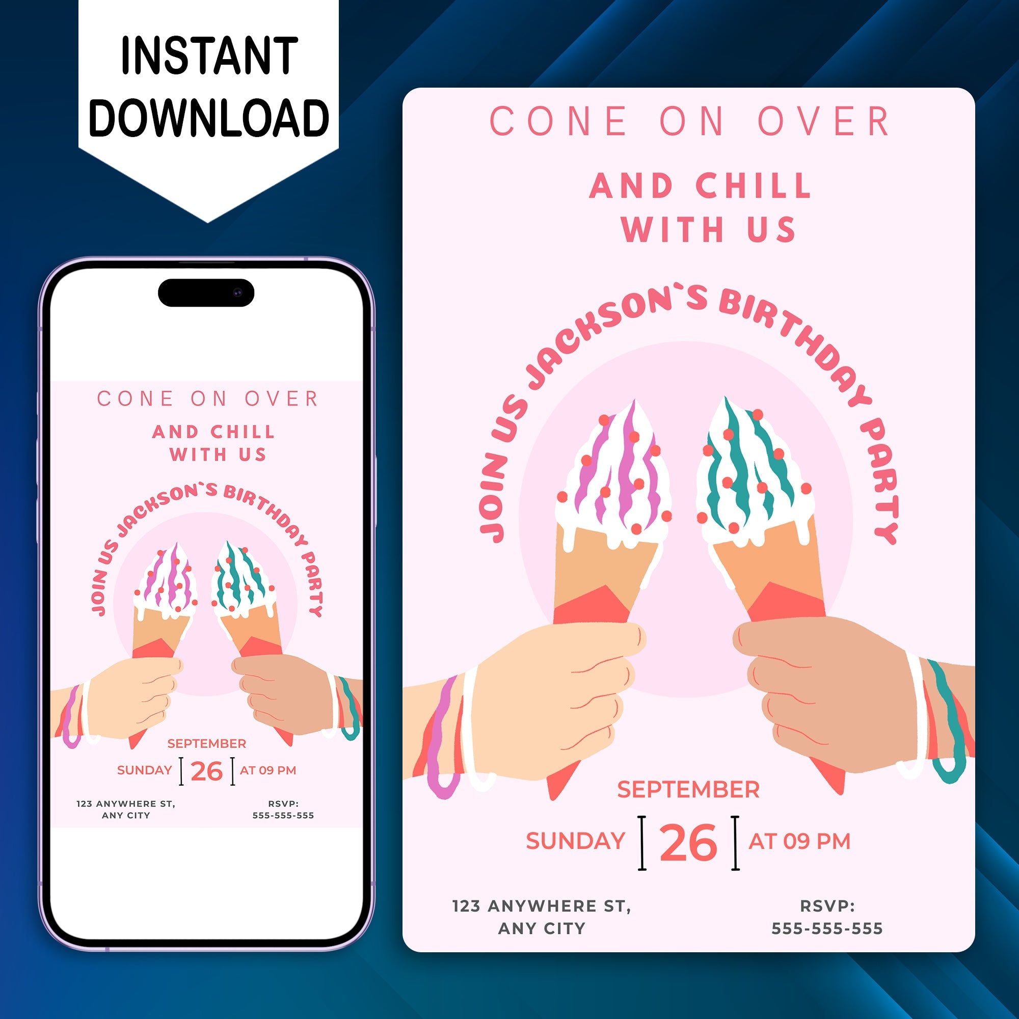 Snow Cone Birthday Party Invitation | Snow Cone Invite Canva Template ...
