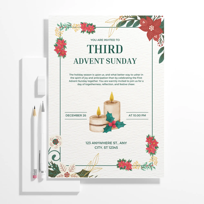 Advent Invitation Template | Advent Celebration Party Invite – CreativeRino