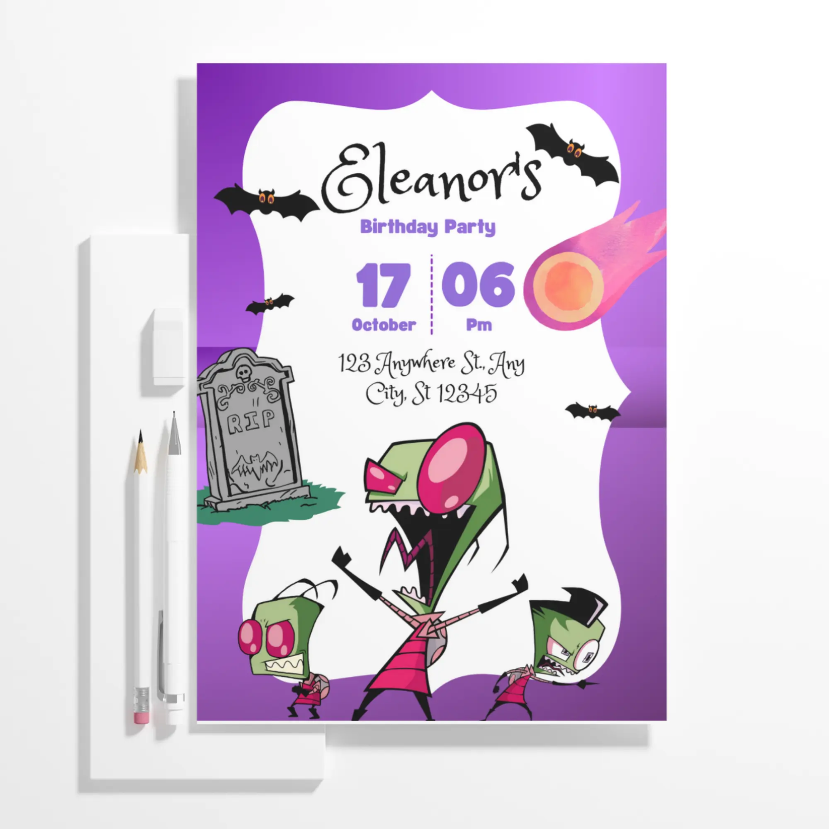 Invader Zim Birthday Invitation Template – CreativeRino