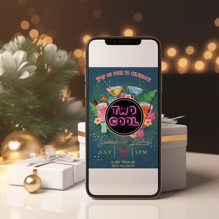 Two Cool Party Invitation | Two Cool Birthday Invite Canva Template ...