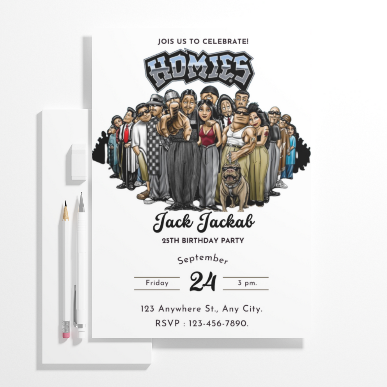 Cholo Homies Birthday Invitation Template – CreativeRino