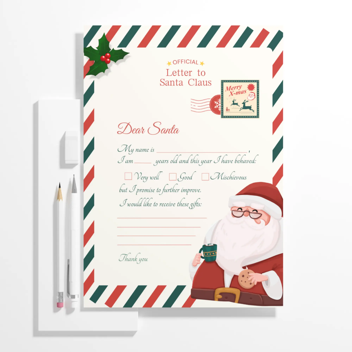 Letter to Santa Claus Christmas Template – CreativeRino