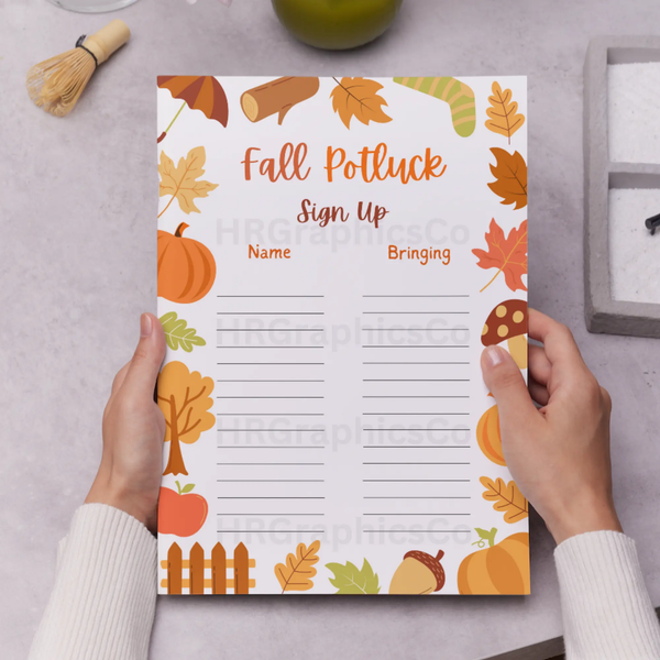 Fall Potluck Sign Up Sheet Template – CreativeRino