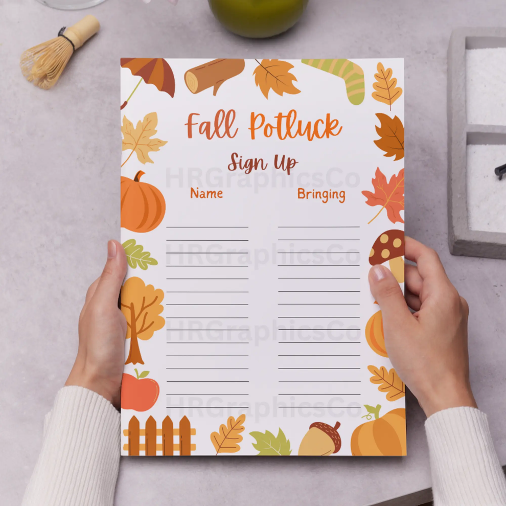 Fall Potluck Sign Up Sheet Template – CreativeRino