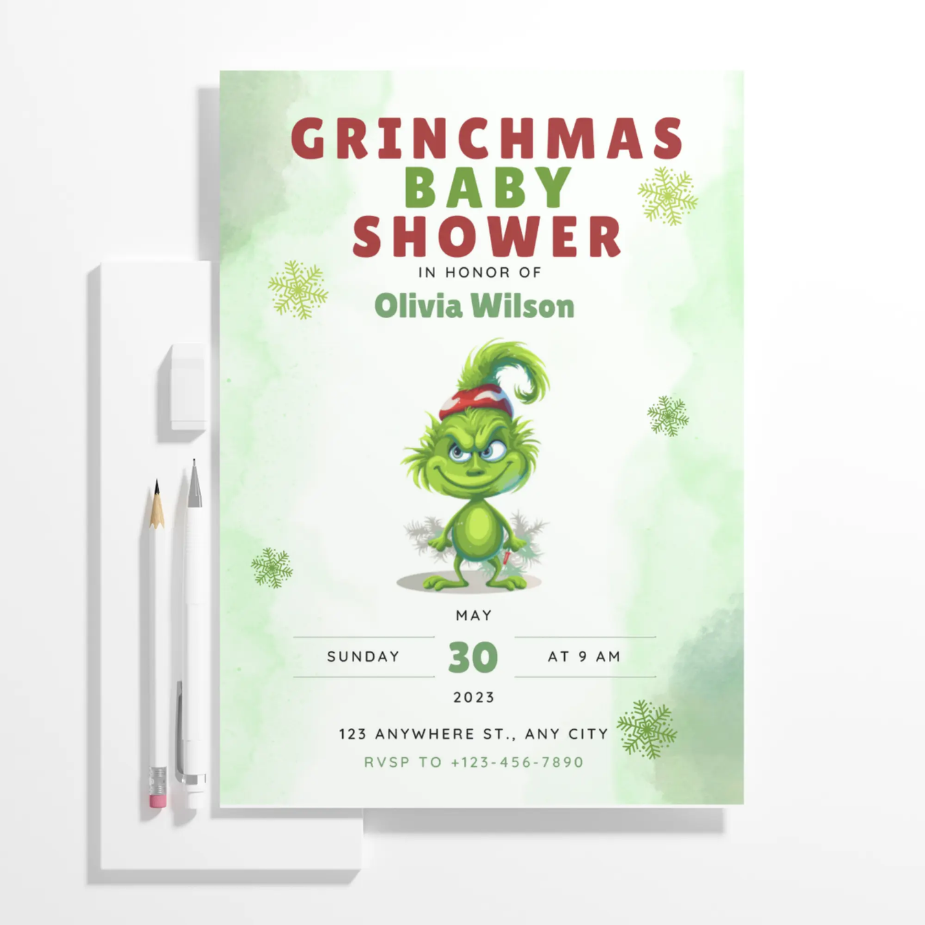 Grinchmas Baby Shower Invite Template | Grinch Whoville Baby Shower In ...