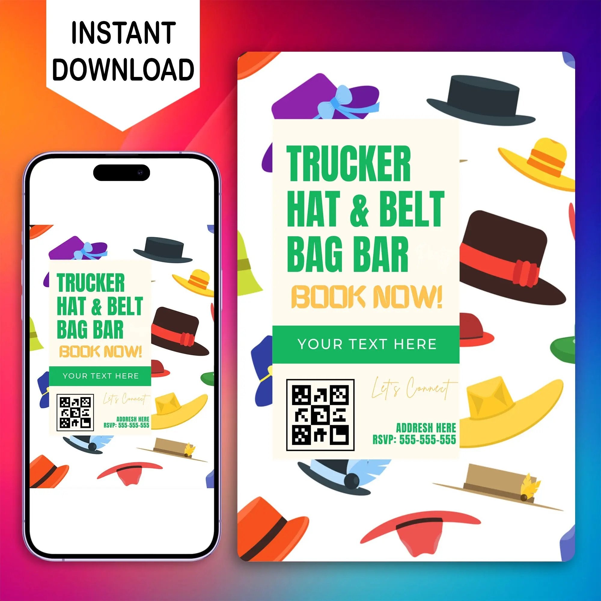 Trucker Hat Bar Flyer Template | Trucker Hat Bar Party Booking Flyer ...