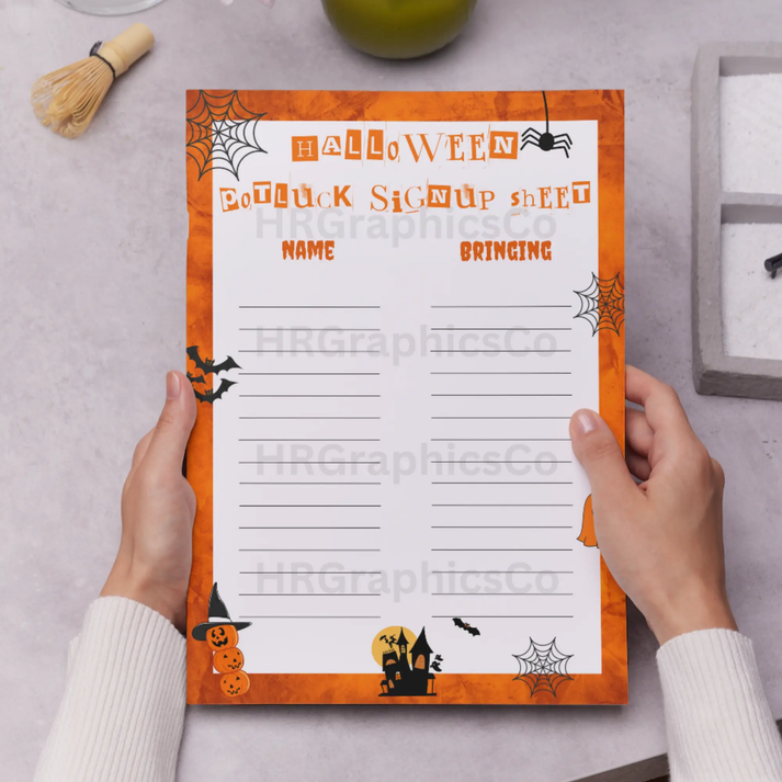 Halloween Potluck Sign Up Sheet Template – CreativeRino