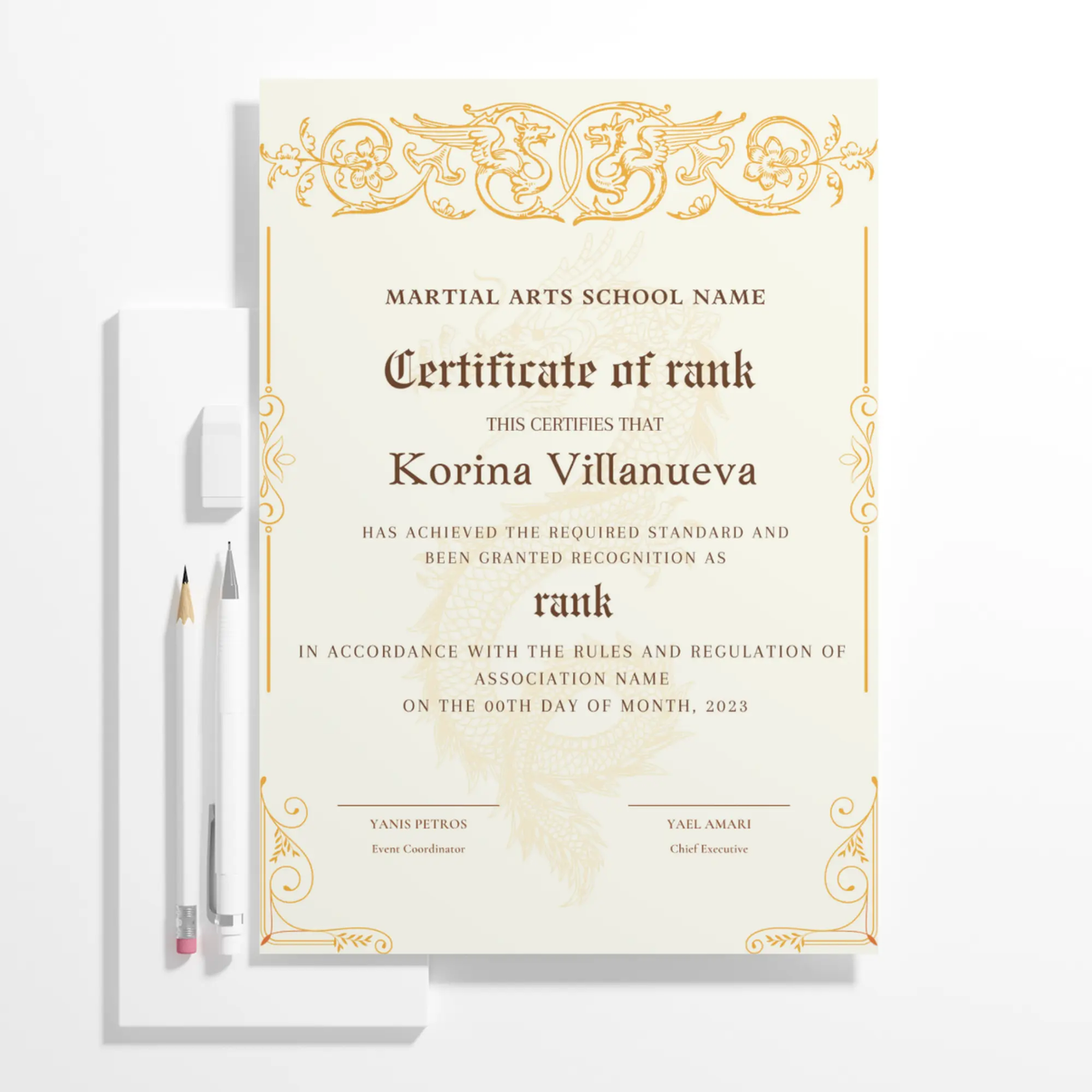 Certificate of Rank Template | Rank Certificate – CreativeRino