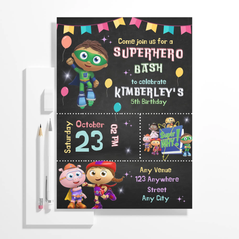 Super Why Birthday Invitation Template – CreativeRino