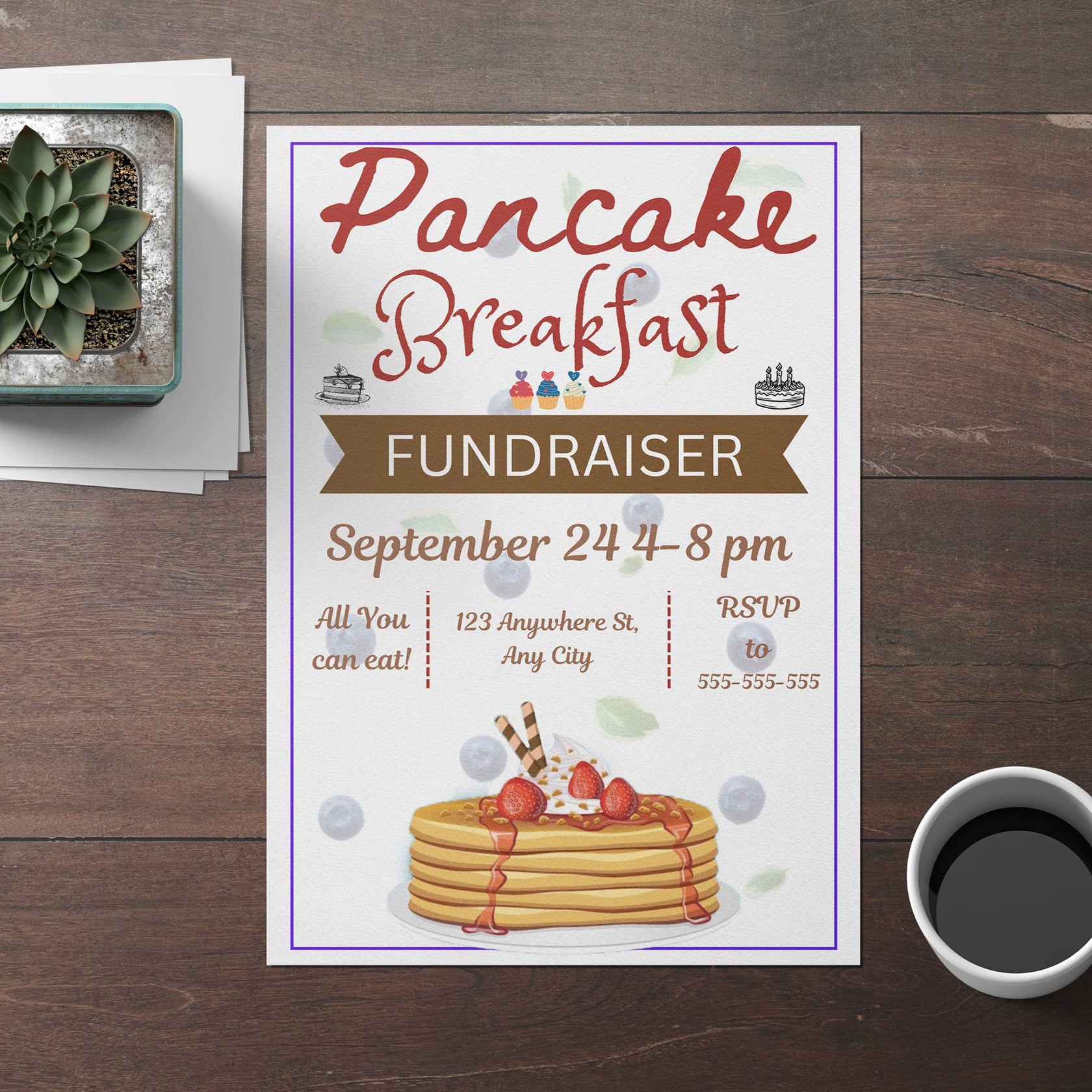 Pancake Breakfast Fundraiser Flyer Template – CreativeRino