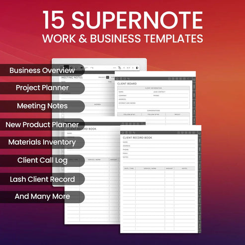 15 Supernote Work & Business Templates Planner Template Bundle ...