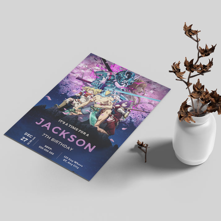 Shangri La Frontier Birthday Invitation Template – CreativeRino