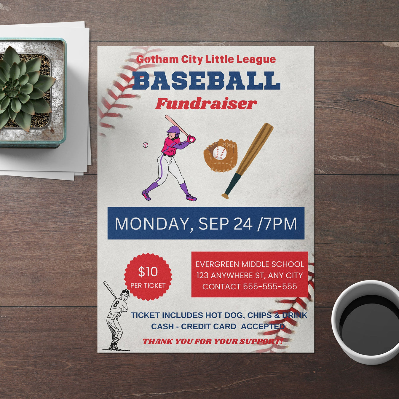 Baseball Fundraiser Flyer Invite Template – CreativeRino