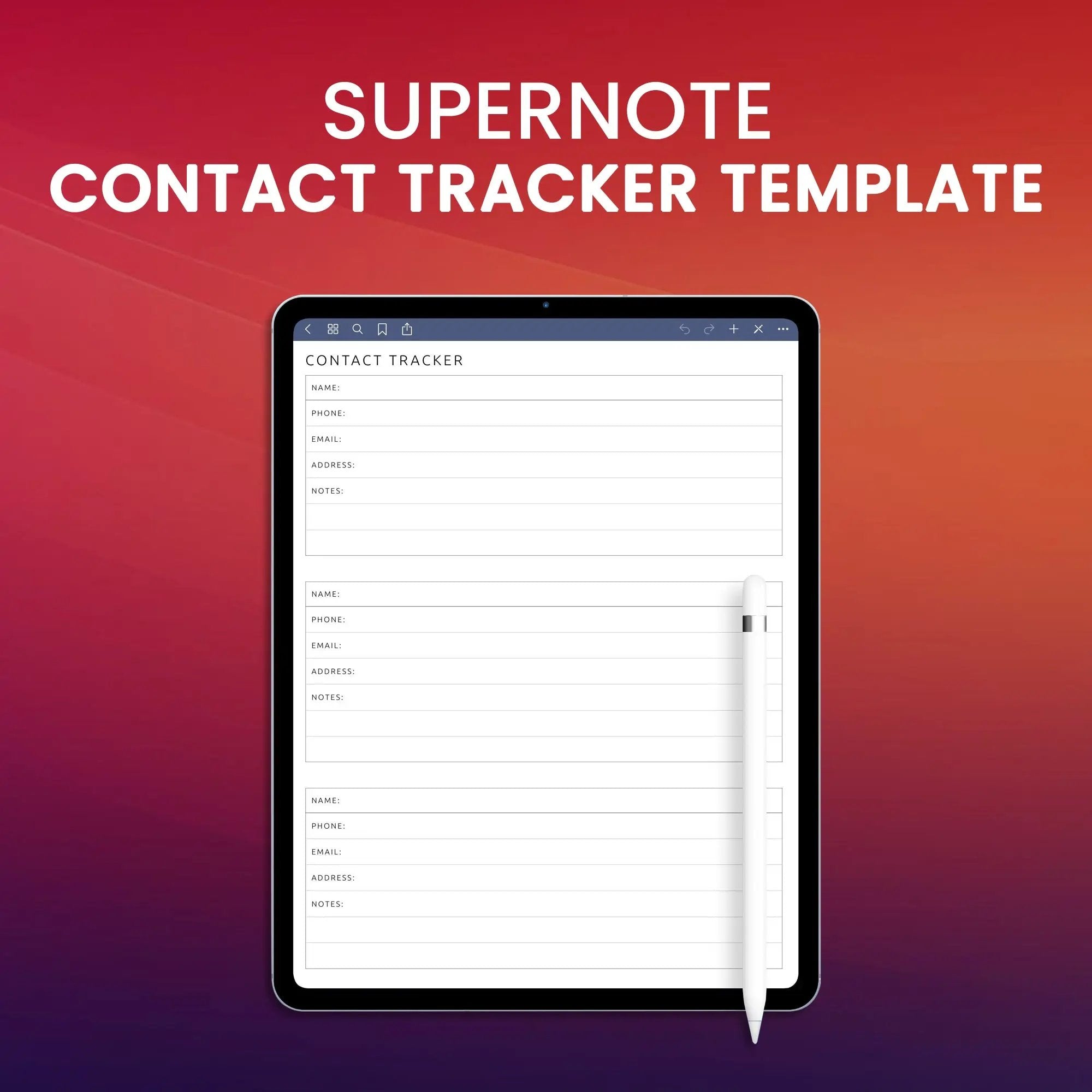 Supernote Contact Tracker Template Planner Template – CreativeRino
