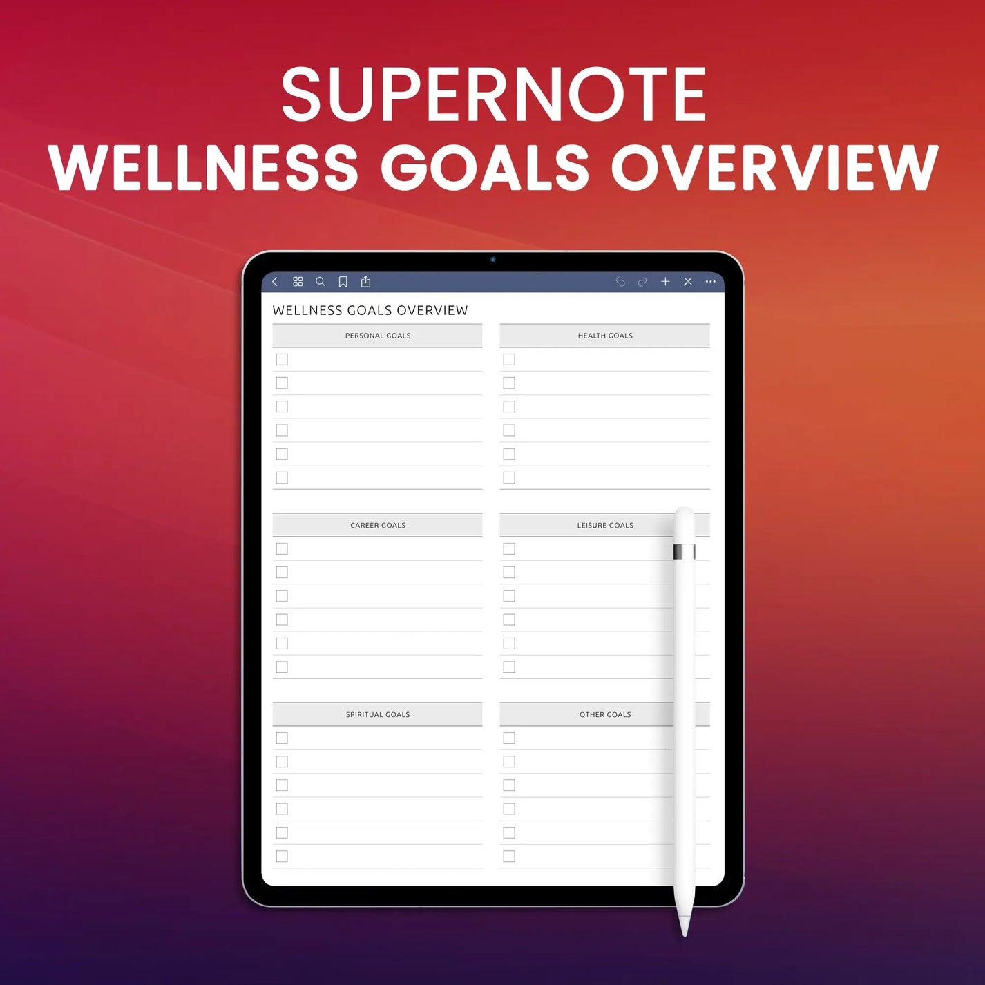 Supernote Wellness Goals Overview Planner Template – CreativeRino