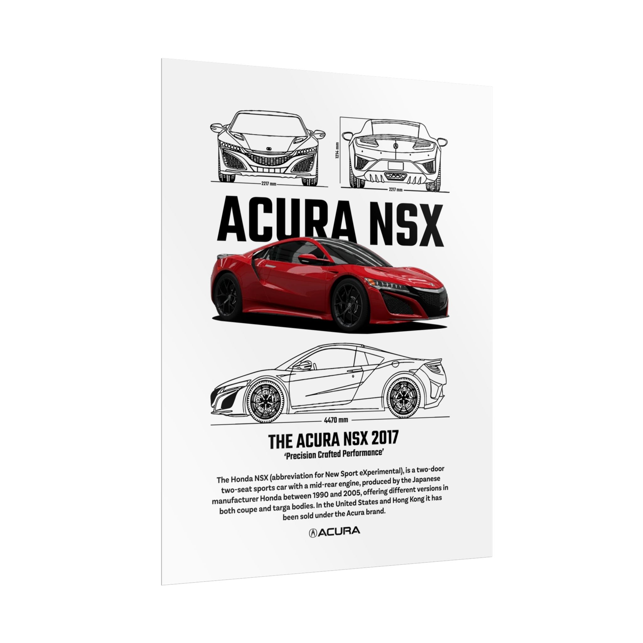 Acura NSX 2017 Rolled Poster – Automotive Art for Car Enthusiasts ...