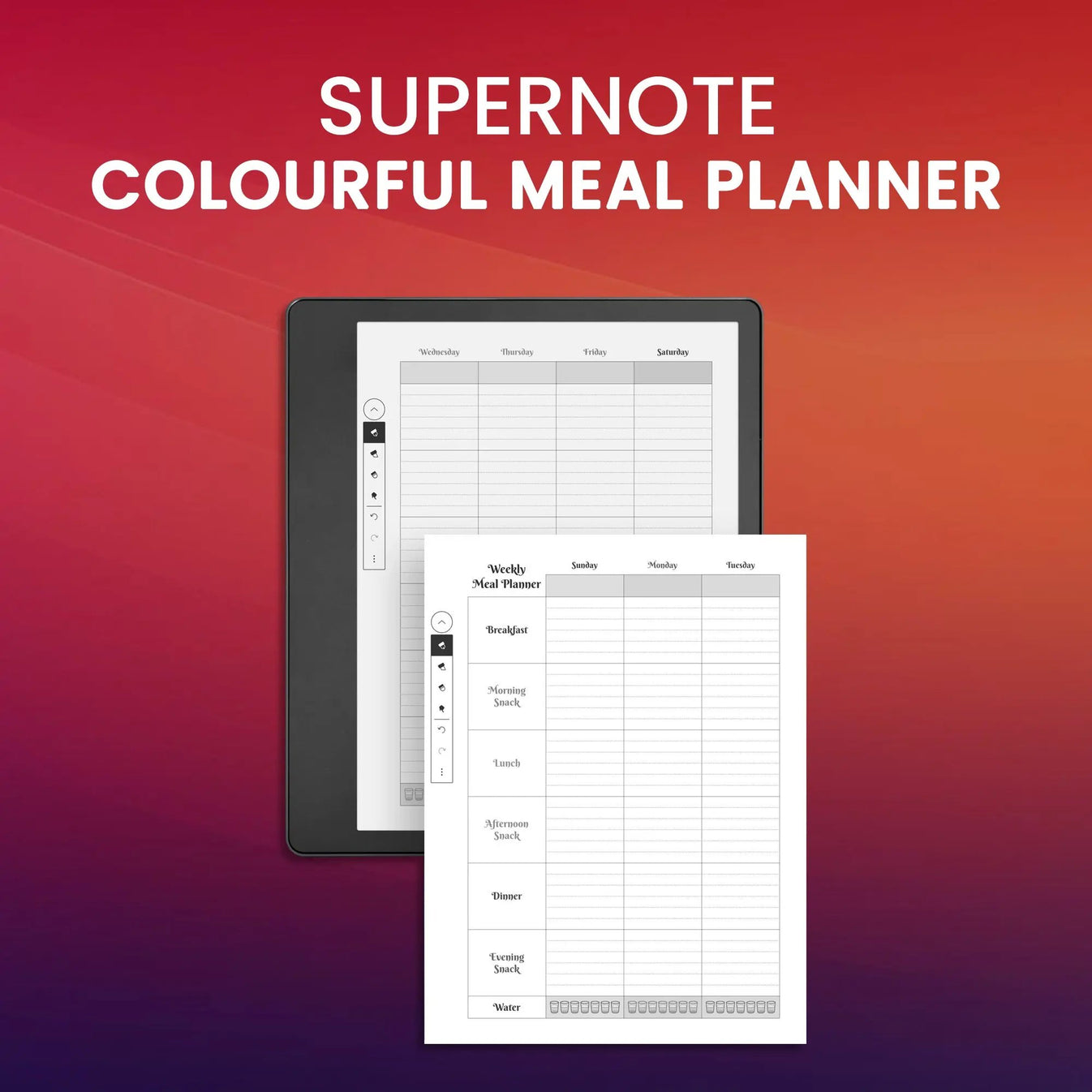 Supernote Colourful Meal Planner Template – CreativeRino