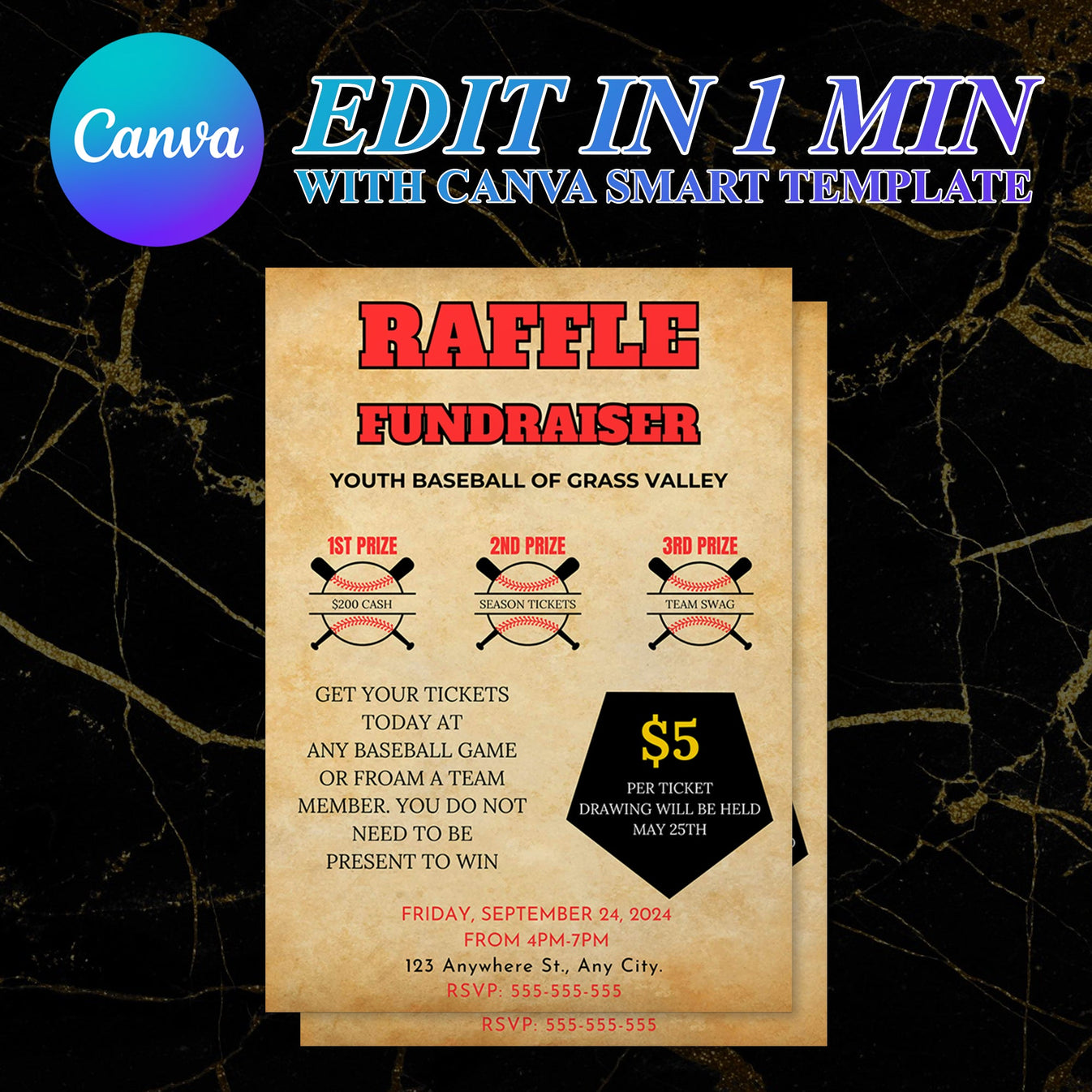 Raffle Ticket Fundraiser Flyer Template – CreativeRino