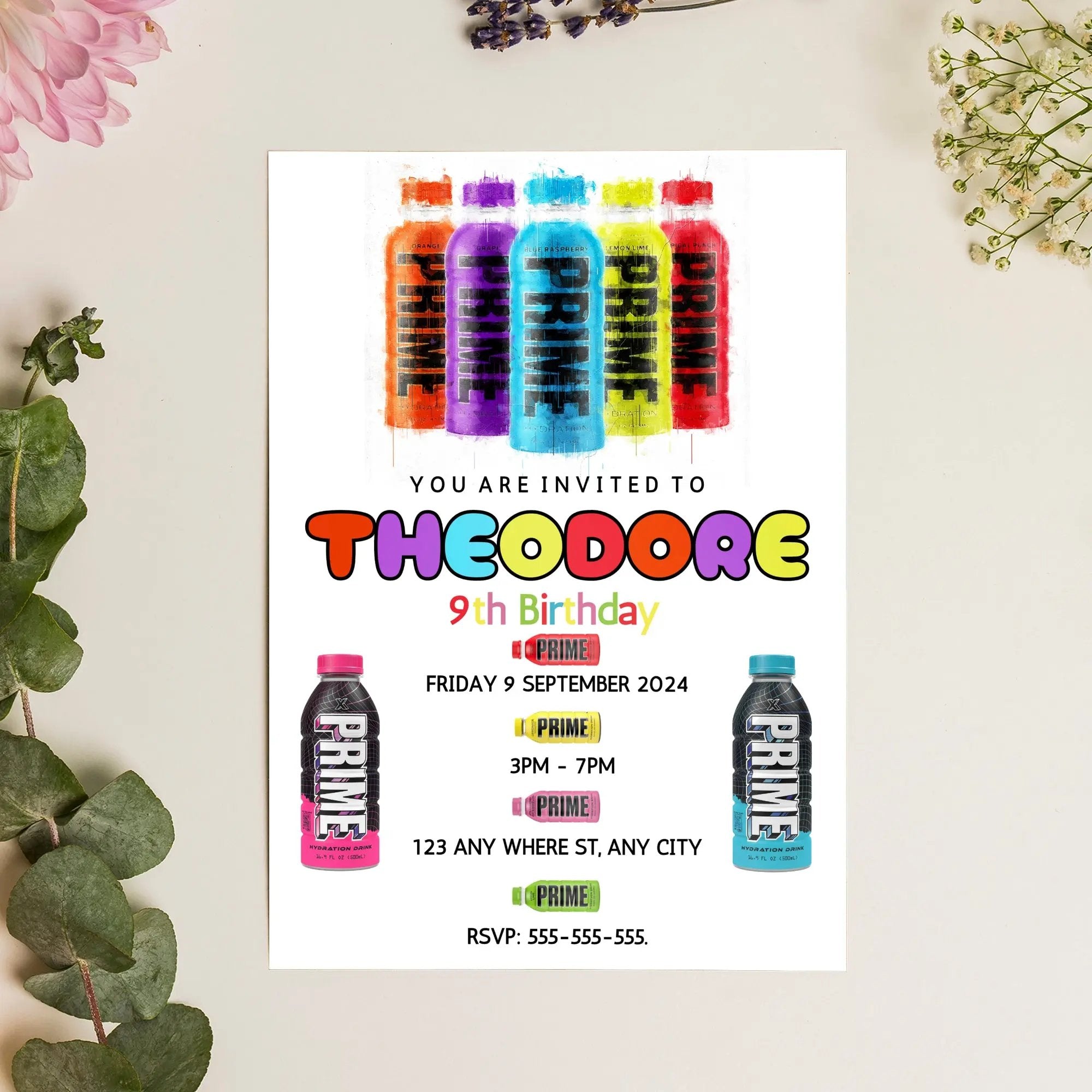 Prime Energy Drink Birthday Invitation Template – CreativeRino