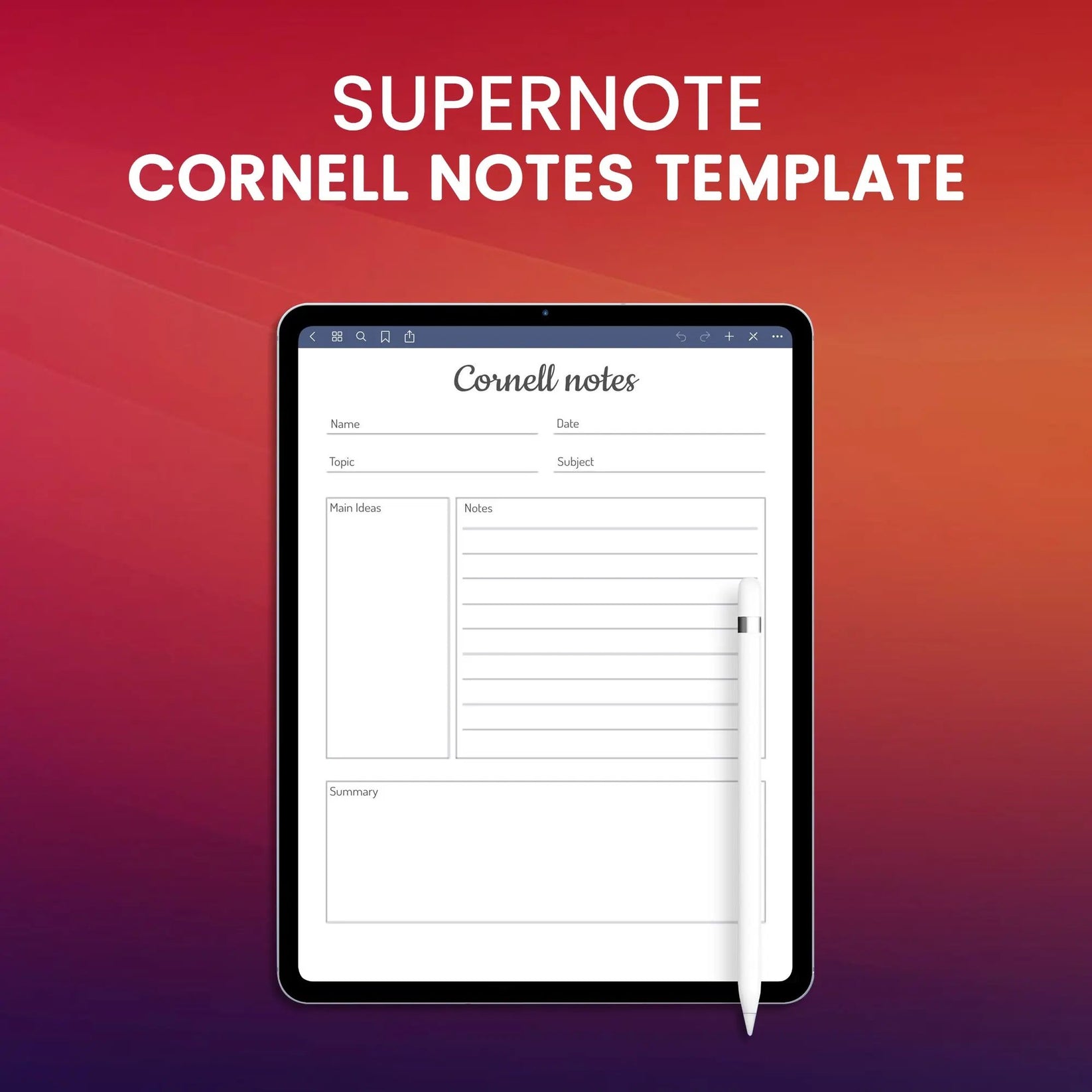 Supernote Original Cornell Notes Template Planner Template – CreativeRino