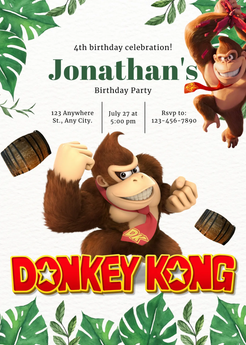 Donkey Kong Birthday Invitation Template | Super Mario Invite ...