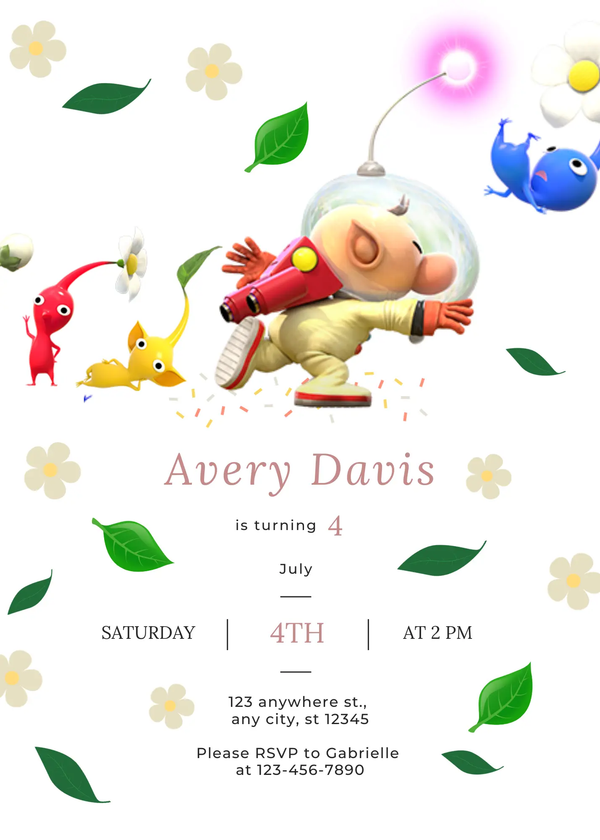 Pikmin Birthday Invitation Template – CreativeRino