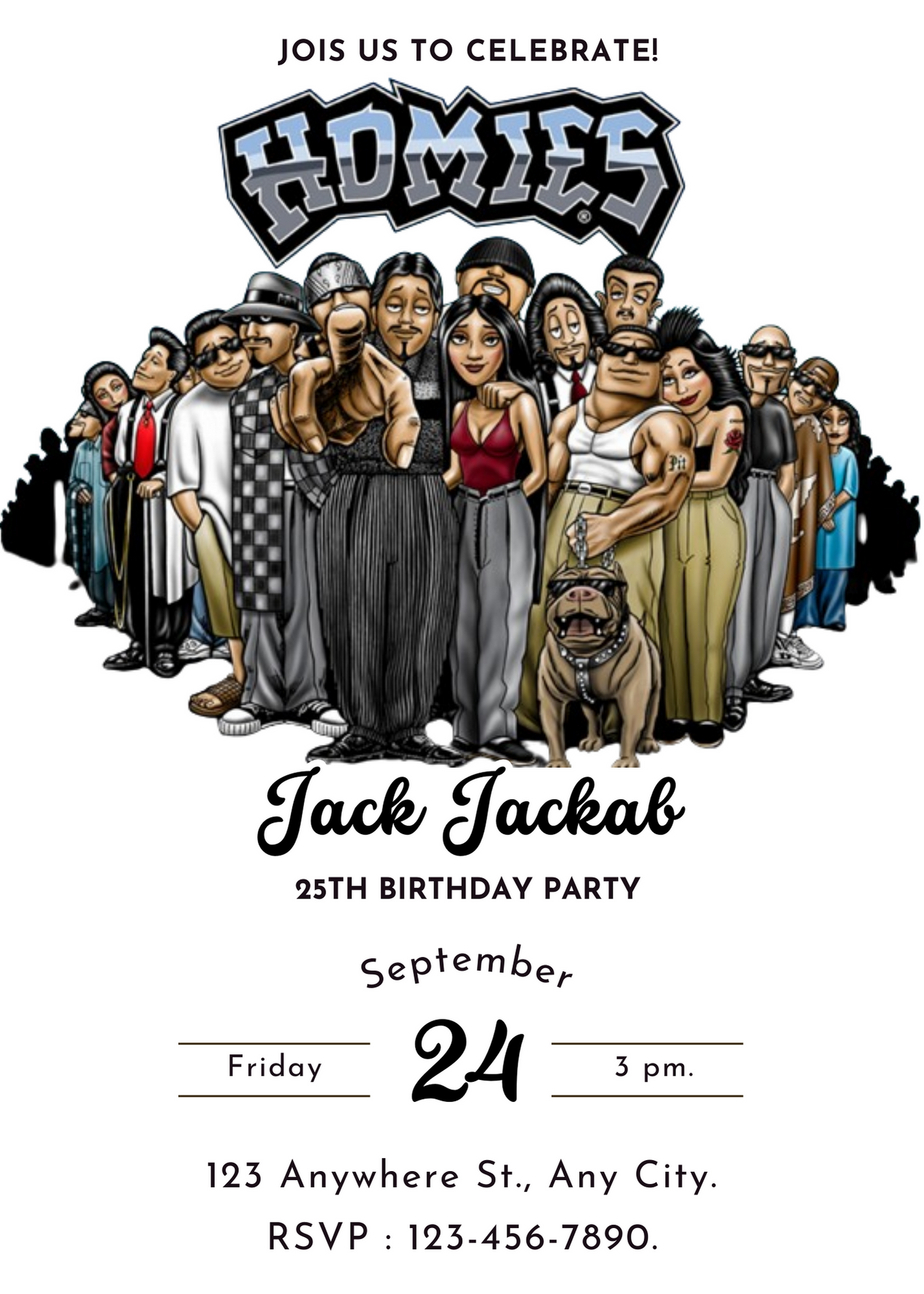 Cholo Homies Birthday Invitation Template – CreativeRino