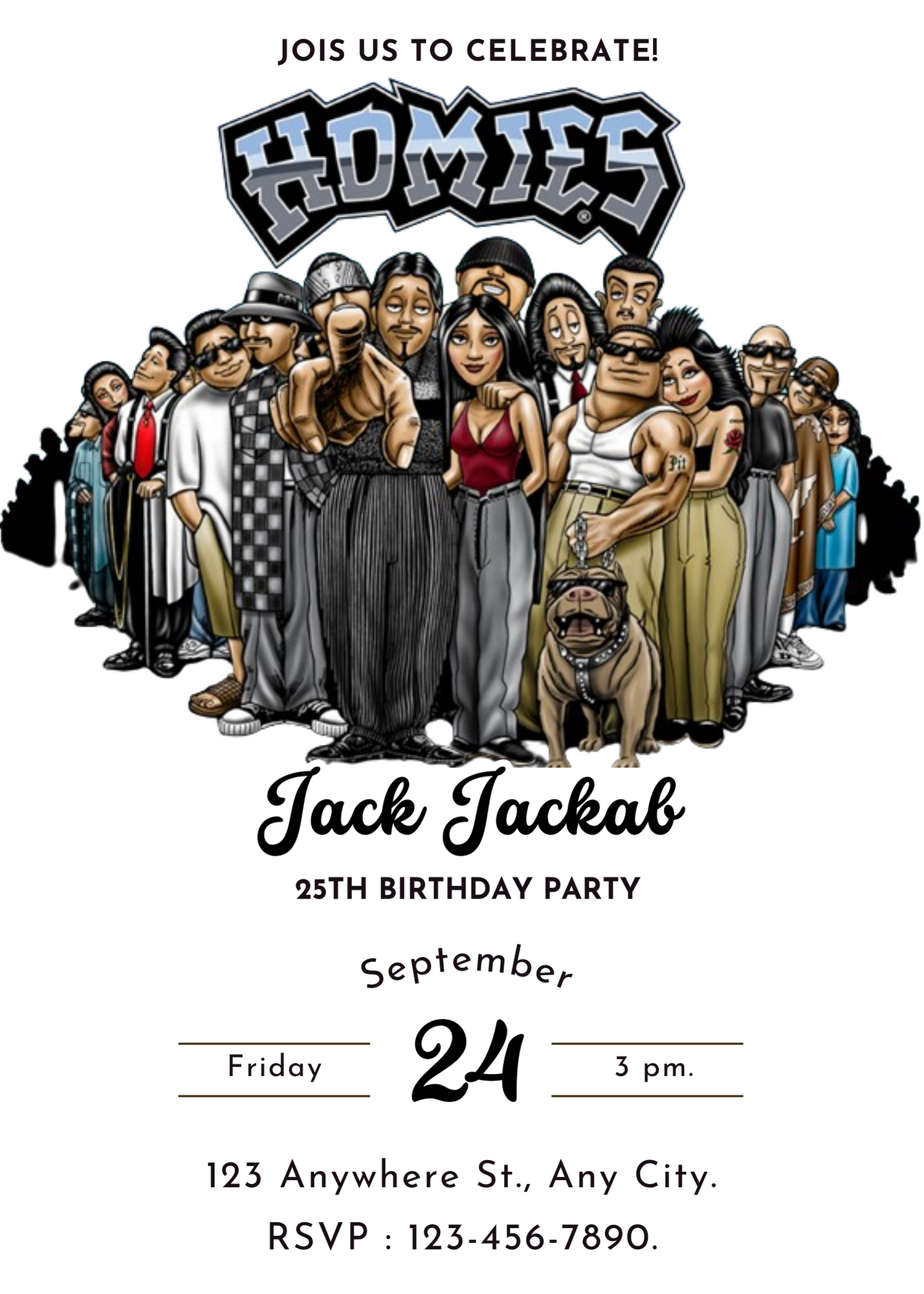 Cholo Homies Birthday Invitation Template – CreativeRino