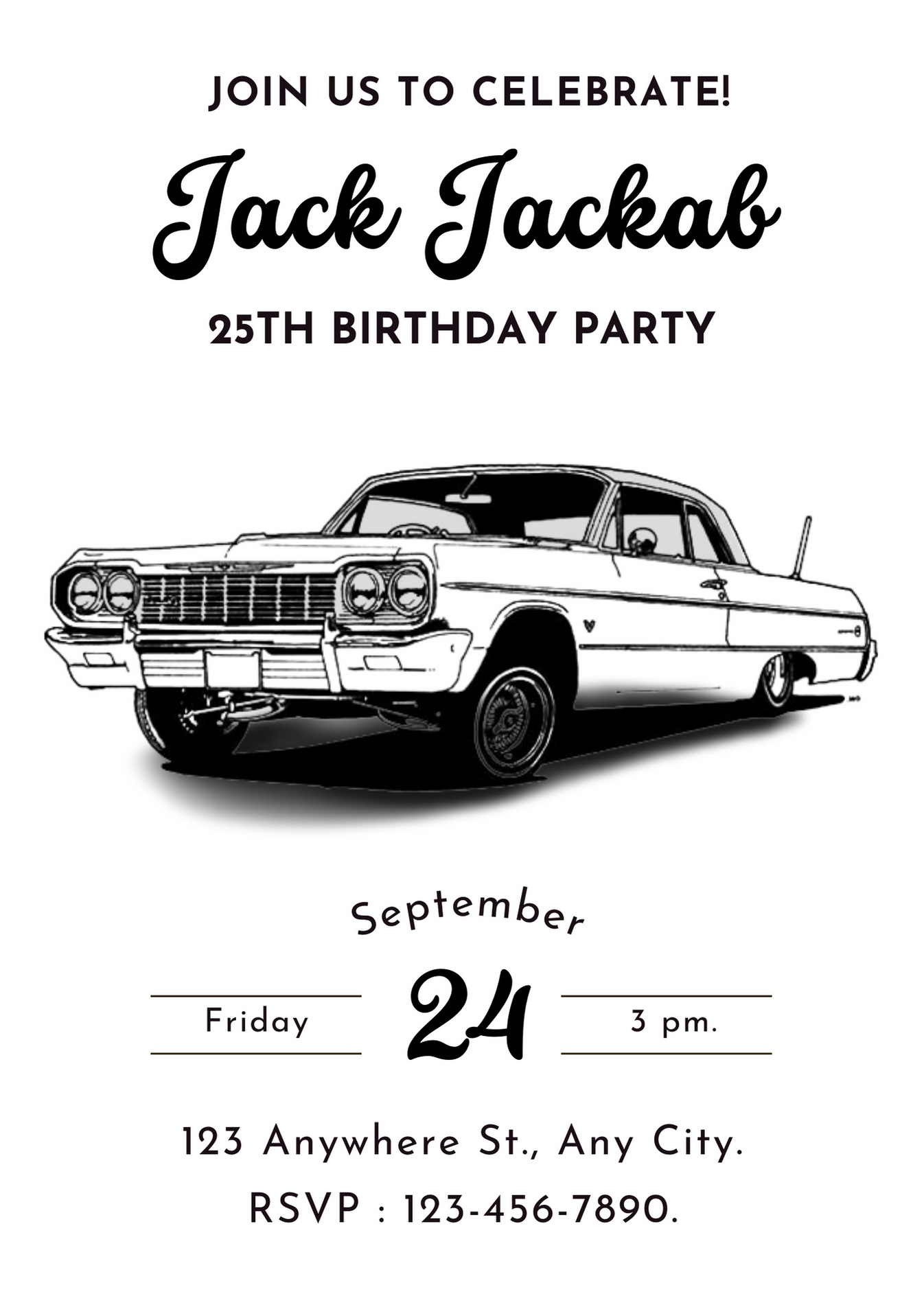Lowrider Cholo Birthday Invitation Template – CreativeRino