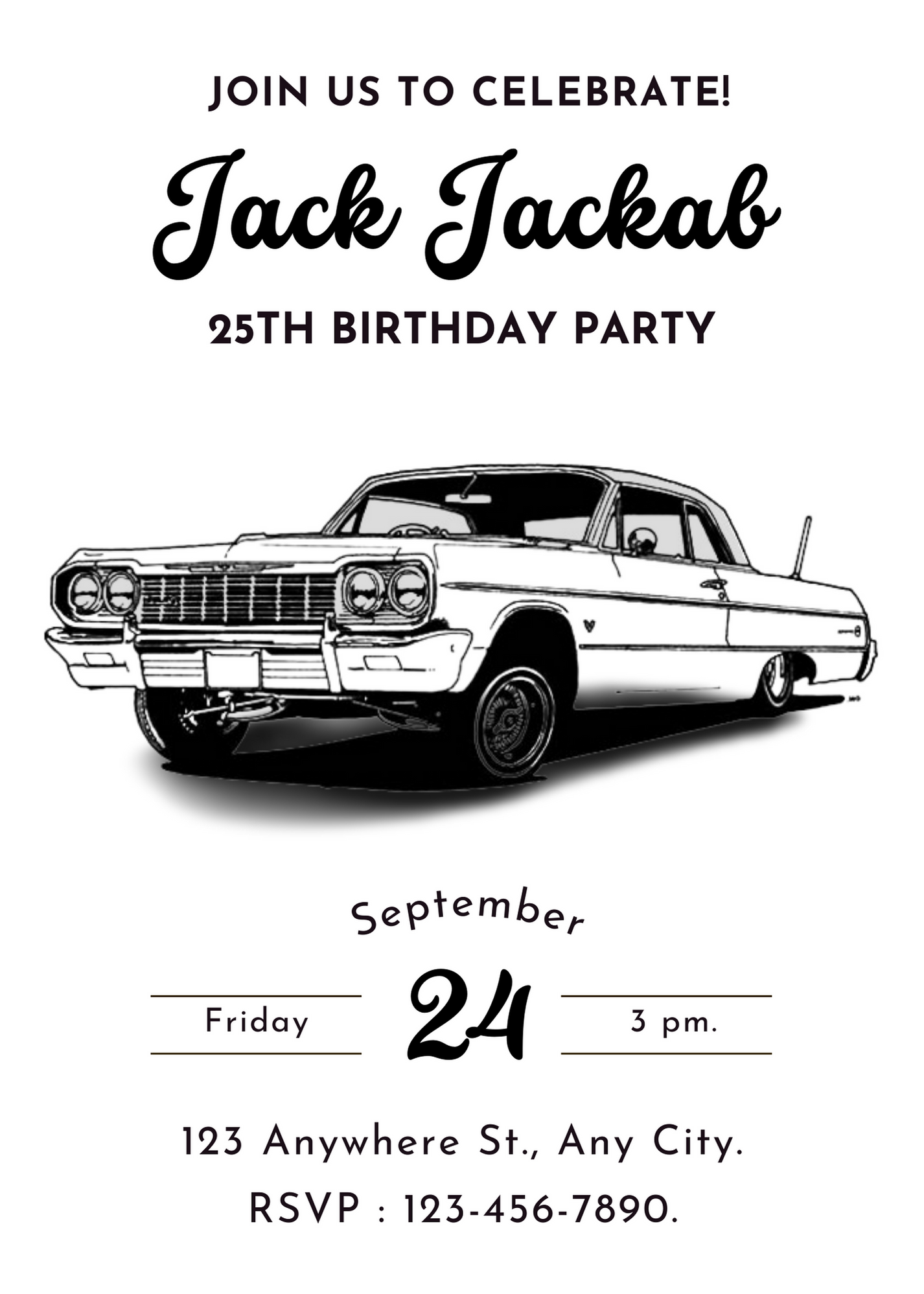 Lowrider Cholo Birthday Invitation Template – CreativeRino